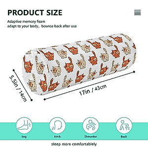 Vnurnrn Ornate Cats Neck Support Pillow Round Neck Roll Bolster Cylinder Pillow Cervical Pillows Bolster Pillow for Leg Knee Back Head Support for Bedroom Camp Work Women Men