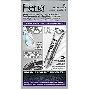 L'Oreal Paris Feria Multi-Faceted Shimmering Permanent Hair Color, 21 Starry Night (Bright Black), Pack of 1, Hair Dye
