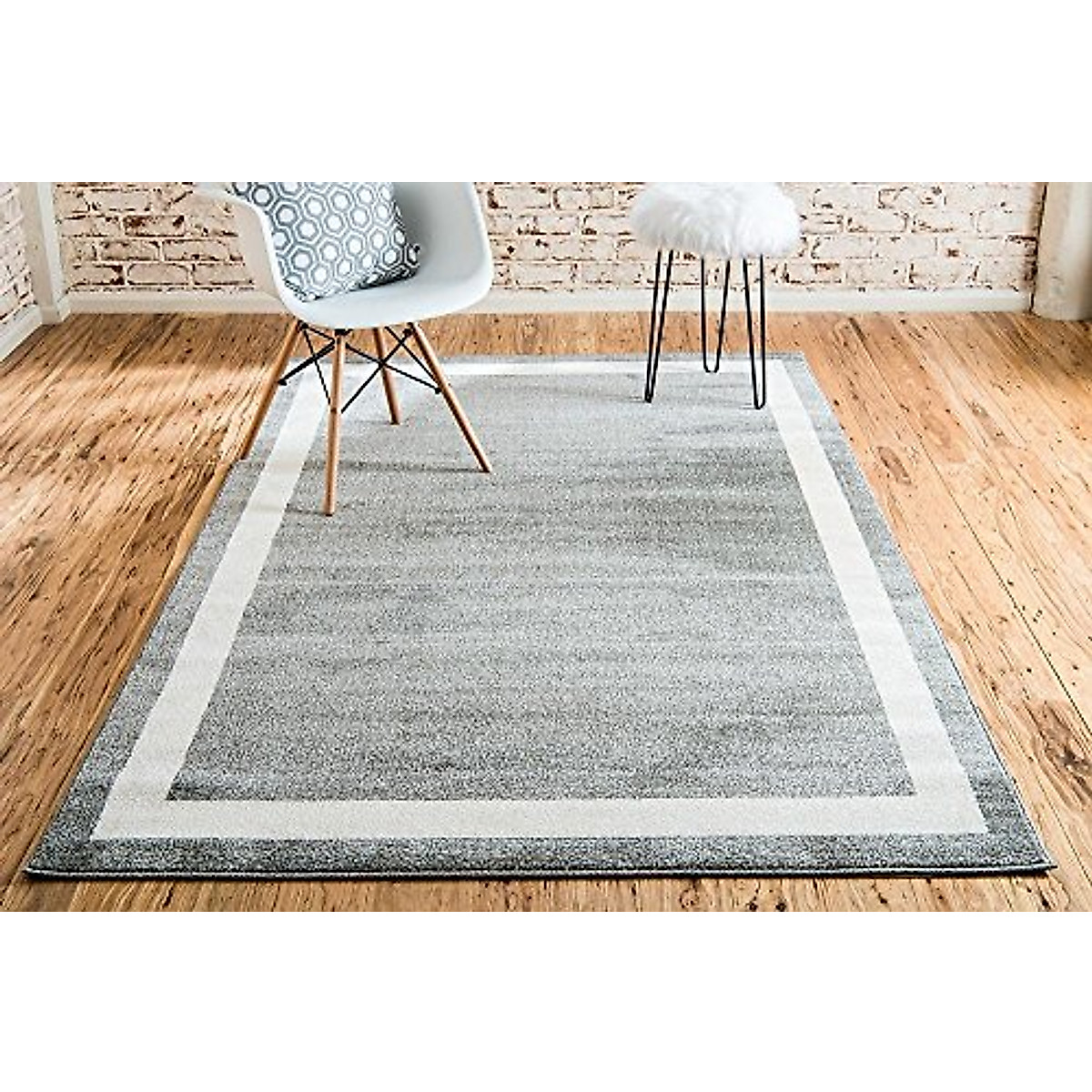 Unique Loom Del Mar Collection Area Rug-Transitional Inspired with Modern Contemporary Design, Rectangular 5' 0" x 8' 0", Gray/Ivory