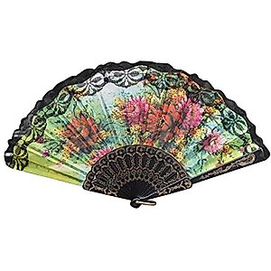 PHONME Decorative Folding Fans Chinese Style Lace Hand Held Folding Fan Portable Cooling Fan Flowering Fan Dance Party Wedding Decor Handheld Fans Gift Hand Fan Vintage style (Color : Grey)