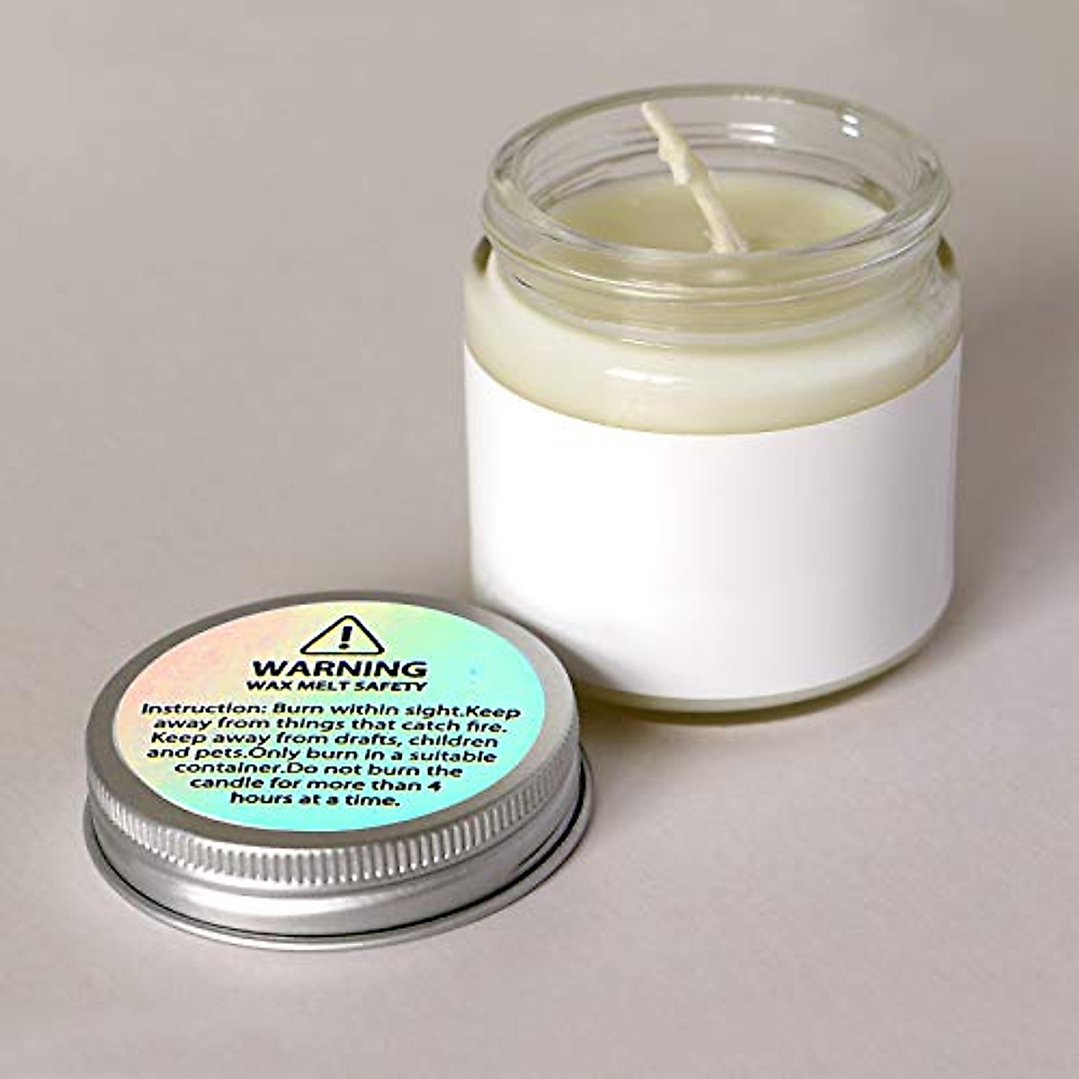 Zonon Holographic Candle Warning Labels Candle Jar Container Stickers Wax Melting Safety Stickers for Candle Jars Tins Containers Candle Making Supplies (240)