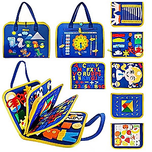 DEMAM Preschool Montessori Toddler Busy Board for 3-6 Year Old,Preschool Learning Activities Toys, Sensory Board for Fine Basic Dress Motor Skills,Autism Basic Life Skills&Travel Toys Old Boys/Girls