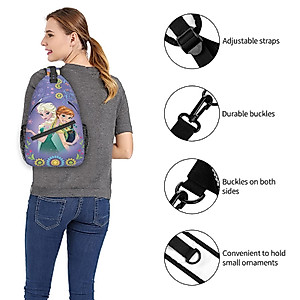 LZYUNAZ Cartoon Sling Bag Crossbody Sling Backpack for Girls Teen Hiking Travel Running (Purple)