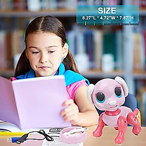 BIRANCO. Remote Control Dog Gesture Sensing - Smart Puppy Pink Toy Robot Pet Walks Barks Interactive with Toddler, STEM Play, Best Christmas Holiday Birthday Gifts for 3 4 5 6 7 8 Years Old Girl from