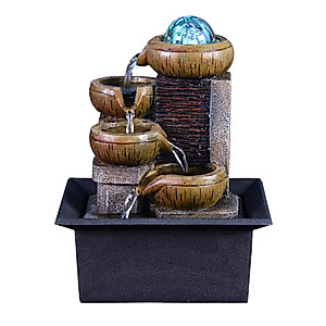 EKDJKK Meditation Tabletop Fountain, Tabletop Waterfall Garden Relaxation Fountain Indoor with LED Light, Mini Tabletop Pool Leisure Fountai Home Decor Gift for Indoor Office Bedroom Relaxation