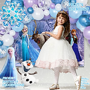 Frozen Birthday Decorations, Frozen Birthday Party Supplies Balloons Party Decoration, Princess Happy Birthday Decoration with Frozen Backdrop Confetti Balloons Frozen Banner Frozen Balloons for Girl