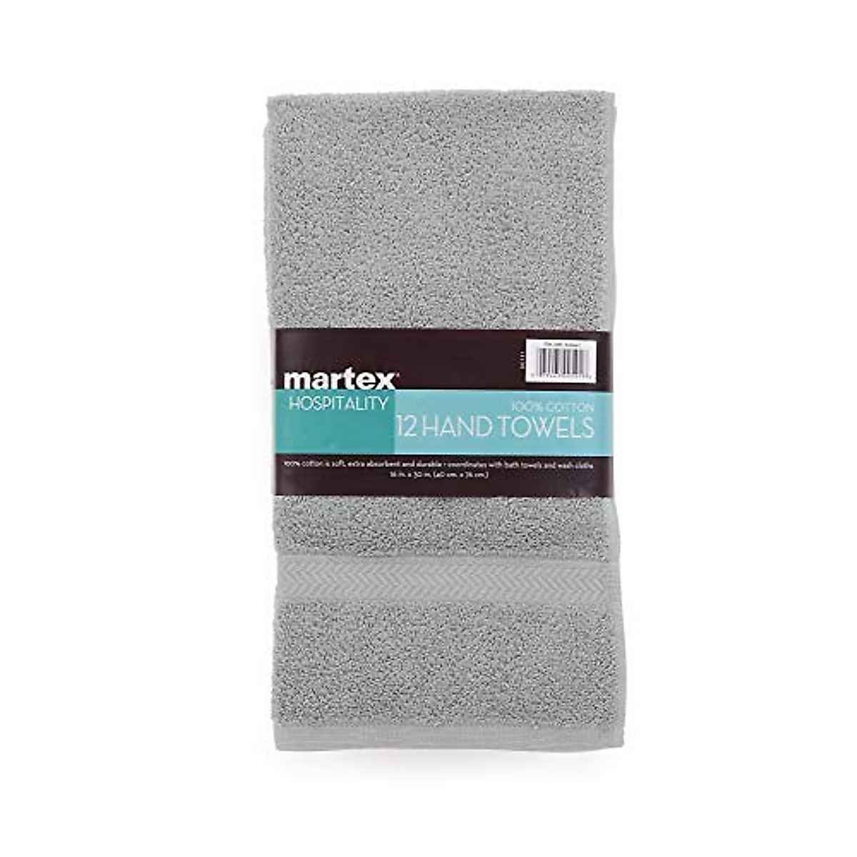 COMMERCIAL PREMIUM 12 PIECE HAND TOWEL SET BY MARTEX - 12 Hand Towels, Home, Business, Shower, Tub, Gym, Pool, Golf, Salon - Machine Washable, Absorbent, Professional Grade, Hotel Quality - GRAY