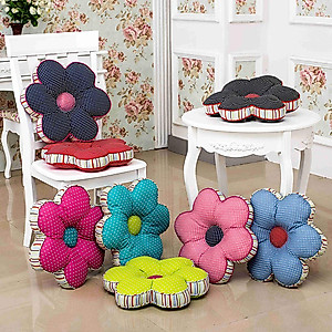 vctops Flower Shaped Chair Pad Farmhouse Floral Print Chair Seat Cushion Pad Soft Comfy Cotton Cushion Pillow (1132 Red, 16"x16")