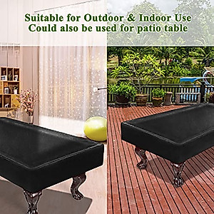 iCOVER Pool Table Cover Outdoor Heavy Duty Leather Waterproof Billiard Table Covers 7ft Black