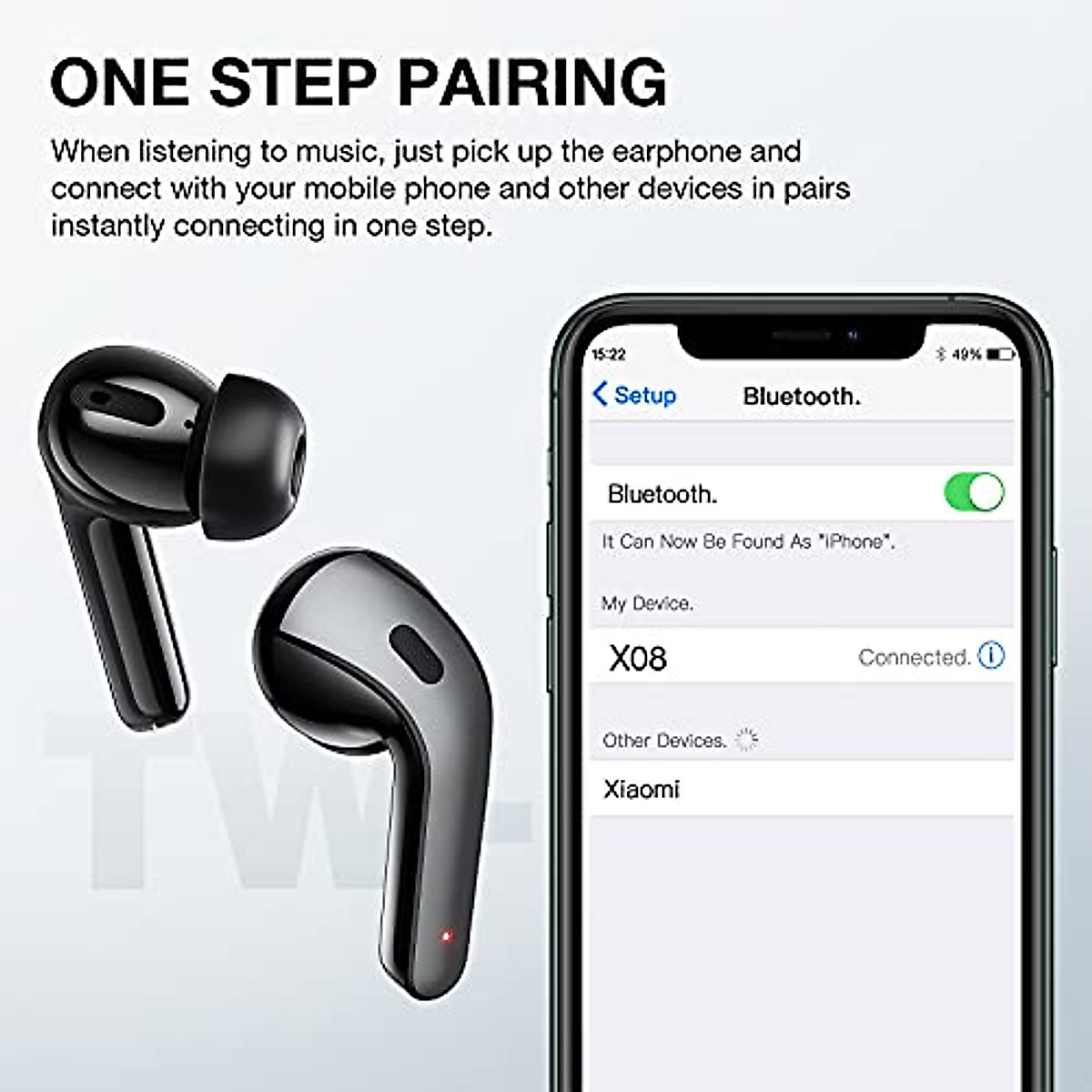 HYIEAR Wireless Earbuds – Bluetooth Headphones with Microphone and Touch Control – Ultra-Light and Ergonomic Wireless Bluetooth Earbuds – 40 Hours Playtime – IPX5 Waterproof Wireless Earphones