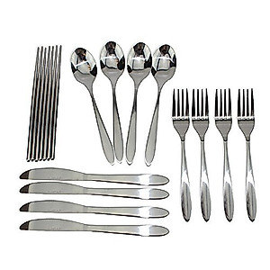 KEKLLE Set of 4 / 4 Piece Stainless Steel(Knife, Fork, Spoon, Chopsticks)Lightweight Portable Tableware,Camping/Travel/Office Lunch Cutlery Set with Carrying Cases