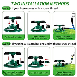 FCZMO Sprinklers for Yard, 360Rotating Lawn Sprinkler, Sprinklers for Yard Large Area, Lawn Sprinklers, Powerful and Even Watering for