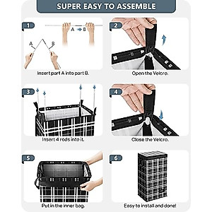 SOLEDI Laundry Hamper with Lid 100L Large & Tall Collapsible Laundry Baskets, Clothes Hamper with Bag Removable Easy to Carry, Dirty Hampers for Bedroom, Bathroom, Dorm, College