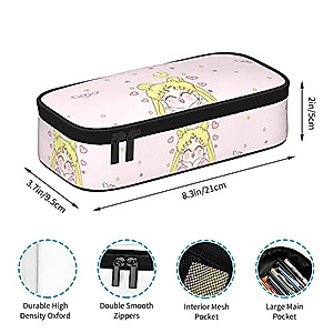 Pink women cute Anime large zipper pencil case bag Big Capacity Pen Box Organizer Adult Stationery Pencil Pouch Office Supplies