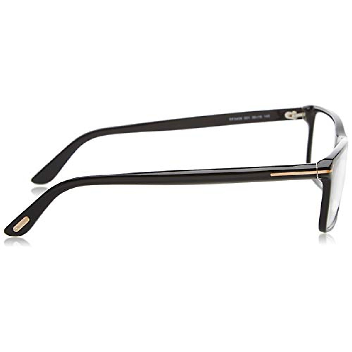 TOM FORD Men's TF 5408 001 Black Clear Rectangular Eyeglasses 56mm, Shiny Black, Shiny Rose Gold "T" Logo, 56/16/145