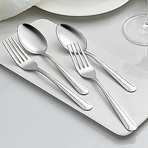 BEWOS 24 Pieces Dinner Spoons Set, 8-Inch Spoons Silverware, Stainless Steel Spoons, Silverware Spoons, Mirror Polished Tablespoons, Dishwasher Safe, Silver Spoons For Home, Kitchen or Restaurant