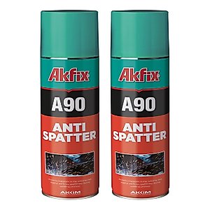 Akfix A90 Universal Splatter Guard - Welding Accessories, Non-Flammable Anti Splatter Spray for Nozzle, Tip and Automatic&Semi-Automatic Welding | 2 Pack, Can, 12 Oz.