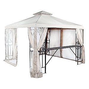 Garden Winds Replacement Canopy Top Cover and Netting for The 10x10 Crescent Gazebo - RipLock 350
