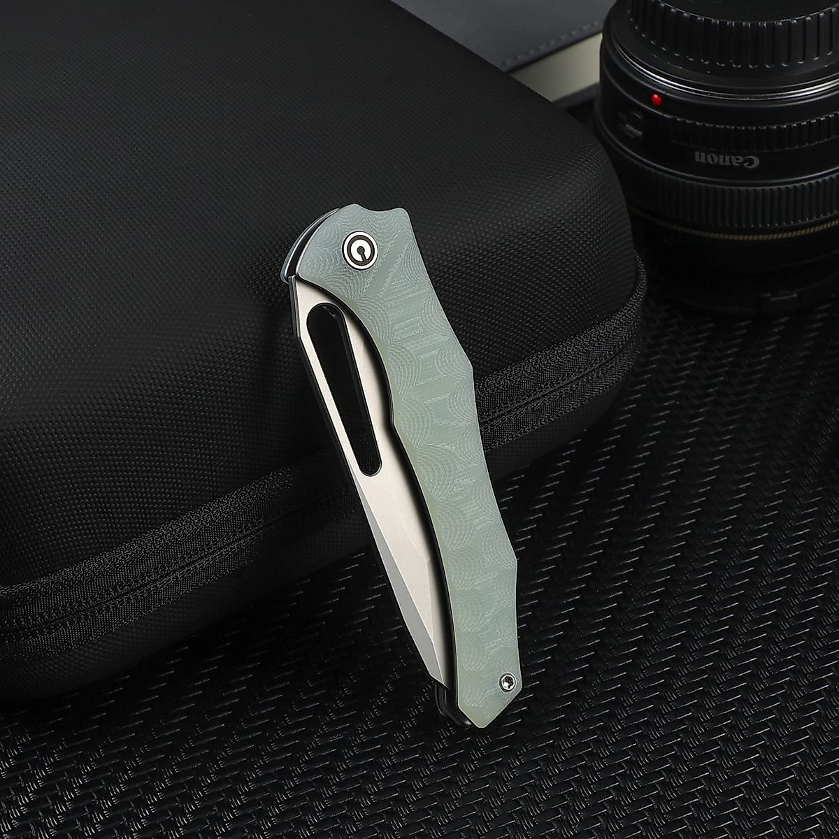 CIVIVI Spiny Dogfish Folding Knife, Gavko Knives Pocket Knife for EDC, 3.47" Utility Knife 14C28N Steel Blade G10 Handle Thumb Hole Opener Liner Lock C22006-2