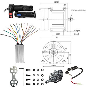 VEVOR Electric Brushless DC Motor,72V 3000W Brushless Electric Motor,4900RPM Brushless Motor Kit,w/Controller and Throttle Grip for Electric Scooter E Bike Engine Motorcycle DIY Part Conversion Kit