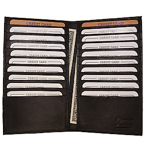 AG Wallets Women/Men Long Leather Credit Card Organizer Wallet Black