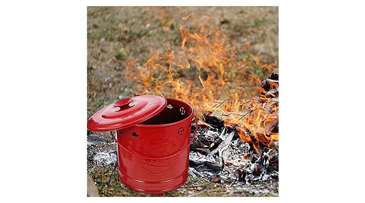Durable Red Burn Barrel Incinerator for Yard Waste & Debris Disposal