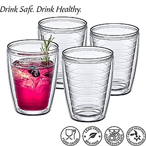Amazing Abby - Alaska - 16-Ounce Insulated Plastic Tumblers (Set of 4), Double-Wall Plastic Drinking Glasses, All-Clear Reusable Plastic Cups, BPA-Free, Shatter-Proof, Dishwasher-Safe