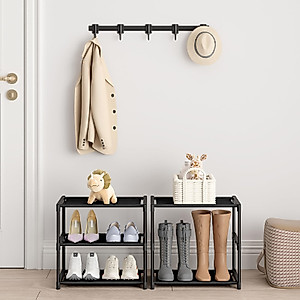 Autonomier 3 Tier Small Shoe Rack, Narrow Stackable Kids Toddler Adult Shoe Storage Organizer Shelf for Closet Floor Front Door Entrance Entryway, Free Standing Shoe Rack Organization Shelves