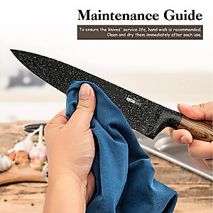 Knife Set,12-Piece Kitchen Knife Set, High Carbon Stainless Steel Knife Sets with Wooden Block, include 6 Steak Knives, Black