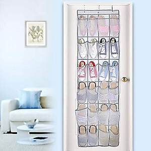 Isabelvictoria 24 Large Mesh Pockets Non-Woven Hanging Storage Bag Behind Doors Space Saving Shoes Rack Household Accessories