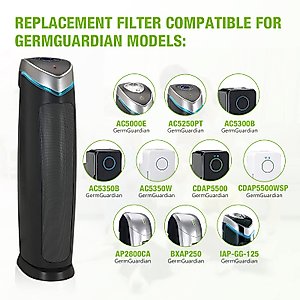 Replacement Filter C Compatible with G-Guardian AC5000 AC5000E AC5250PT AC5350B AC5350W AC5300B Air Purifiers. 3-in-1 True HEPA High Filtration Air Purifier Filter, 2 Pcs