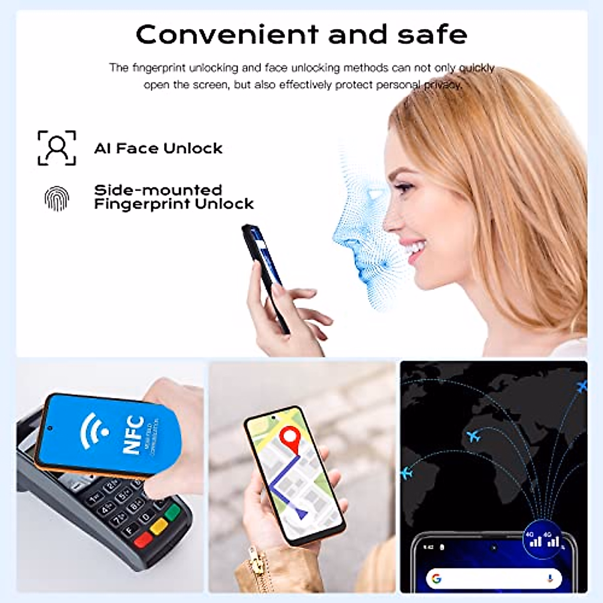 HOTWAV Note 12 Cell Phone Unlocked Android 13, 48+16MP Camera 8+128GB/1TB Expandable Mobile Phones, 6180mAh Battery 6.8" HD+ 4G Dual SIM Smartphone - Face ID/Fingerprint Unlock/NFC/GPS/20W Fast Charge