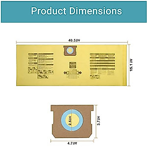 Pack 6 Type I 90672 Vacuum Bags Compatible with shop vac 10-14 gallon 9067233 9067200 Dust Collection Bag Double layer PS04