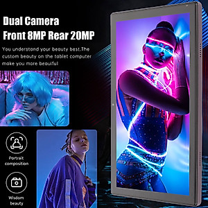 Acogedor 10.1 Inch Tablet, Gaming Tablet with BT Headset, 12GB RAM 256GB ROM, 8 Core CPU, 8+20MP Dual Cam, Support 4G LTE, 5G WiFi, Office Tablet for Android 11.0 (Violet)