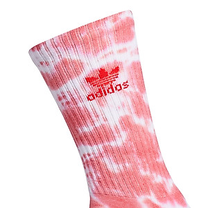 adidas Originals Mixed Graphics Cushioned Crew Socks (3-Pair), Semi Turbo Pink/White/Vivid Red, Large