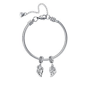 QeenseKc Mother Daughter Matching Heart Pendant Bead Charm for Pandora Bracelet Christmas Gift (Aut-164_MotherDa)