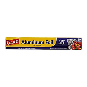 Glad Non-Stick Aluminum Foil, 80 Square Feet of Multiuse Foil for Ultimate Food Protection | Aluminum Foil for Grilling, Roasting, Baking | Glad Grilling and Baking Accessories