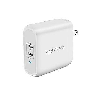 Amazon Basics 36W Two-Port USB-C Wall Charger with Power Delivery PD for Tablets & Phones (iPhone 14/13/12/11/X,iPad,Samsung)-White (non-PPS)