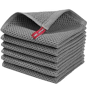 100% Cotton Kitchen Dish Cloths, Waffle Weave Dish Towels, Soft and Absorbent Dish Rags, Quick Drying Dish Cloths (12 x 12-8 Pack, Brown)