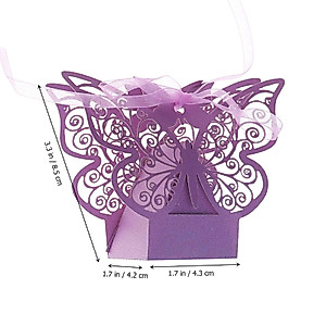 JANOU 24pcs Butterfly Candy Boxes Laser Cut DIY Paper Box with Ribbons for Wedding Bridal Birthday Baby Shower Party Suppliers (Purple)