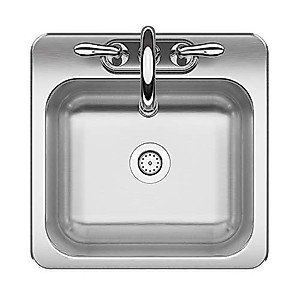 KINDRED Stainless Steel, Essentials Kit 15 x 6-inch Deep Drop-In Bar or Utility Sink in Satin, FBFS602NKIT, One Size