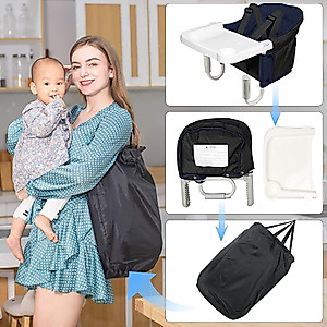 TOONOON Hook On High Chair, Fast Table Chair Clip on Table High Chair, Fold-Flat Storage Tight Fixing Portable Baby Feeding Seat for Baby Toddler Washable with Dining Tray for Travel Outside