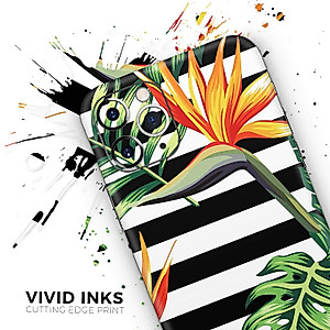 Design Skinz Vivid Tropical Stripe Floral v1 - DesignSkinz Protective Vinyl Decal Wrap Skin Cover Compatible with The Apple iPhone 7 (Full-Body, Screen Trim & Back Glass Skin)