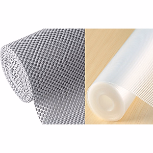 Clear Shelf Liner for Kitchen Cabinet Drawer Liners Non Adhesive, Refrigerator Liners + Gray Liners Shelf Cabinet Liner, Drawer Liners 12 in x 20 FT, Durable Rubber Pantry Liner Non Slip, Washable