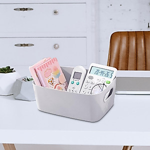 MagiDeal Desktop Storage Basket, Cosmetic Organizer with Handles, Cabinet Organizer Organizing Container for Cabinet Playroom Drawers Shelves Closet, S