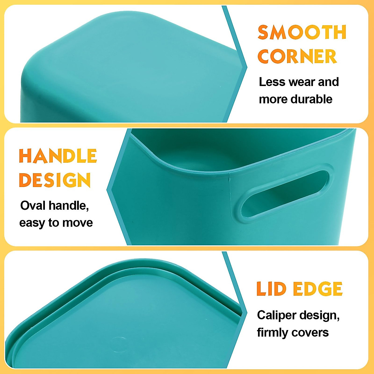 Hoolerry 8 Pieces Colorful Storage Bins with Lid and Handle, Plastic Stackable Baskets Desktop Cube Box Cubby Bins Containers for Shelf Cabinet Bedroom Office (Multi-colored,14.2 x 10.2 x 9.5 Inch)