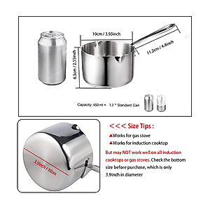 IMEEA 10oz/300ml Butter Coffee Milk Warmer Mini Butter Melting Pot with Dual Pour Spout 18/10 Tri-Ply Stainless Steel