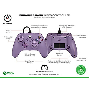 PowerA Nano Enhanced Wired Controller for Xbox Series X|S - Lilac, portable, compact, gamepad, video game, gaming controller, works with Xbox One and Windows 10/11