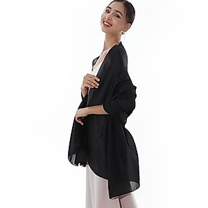 RIIQIICHY Pashmina Black Shawls Wraps for Women Evening dresses Like Chiffon Silk Scarf for Weddings