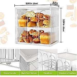 Double Layer Bread Box for Kitchen Countertop, Clear Bread Container, Large Bread Storage, Bread Boxes for Kitchen Counter